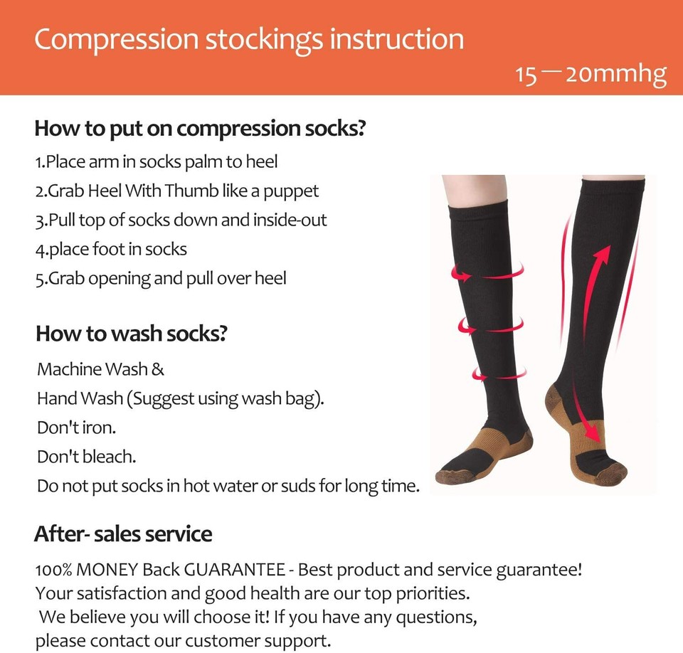 Physix Gear Copper Compression Socks For Men Women 20-30 mmhg Pressure ...