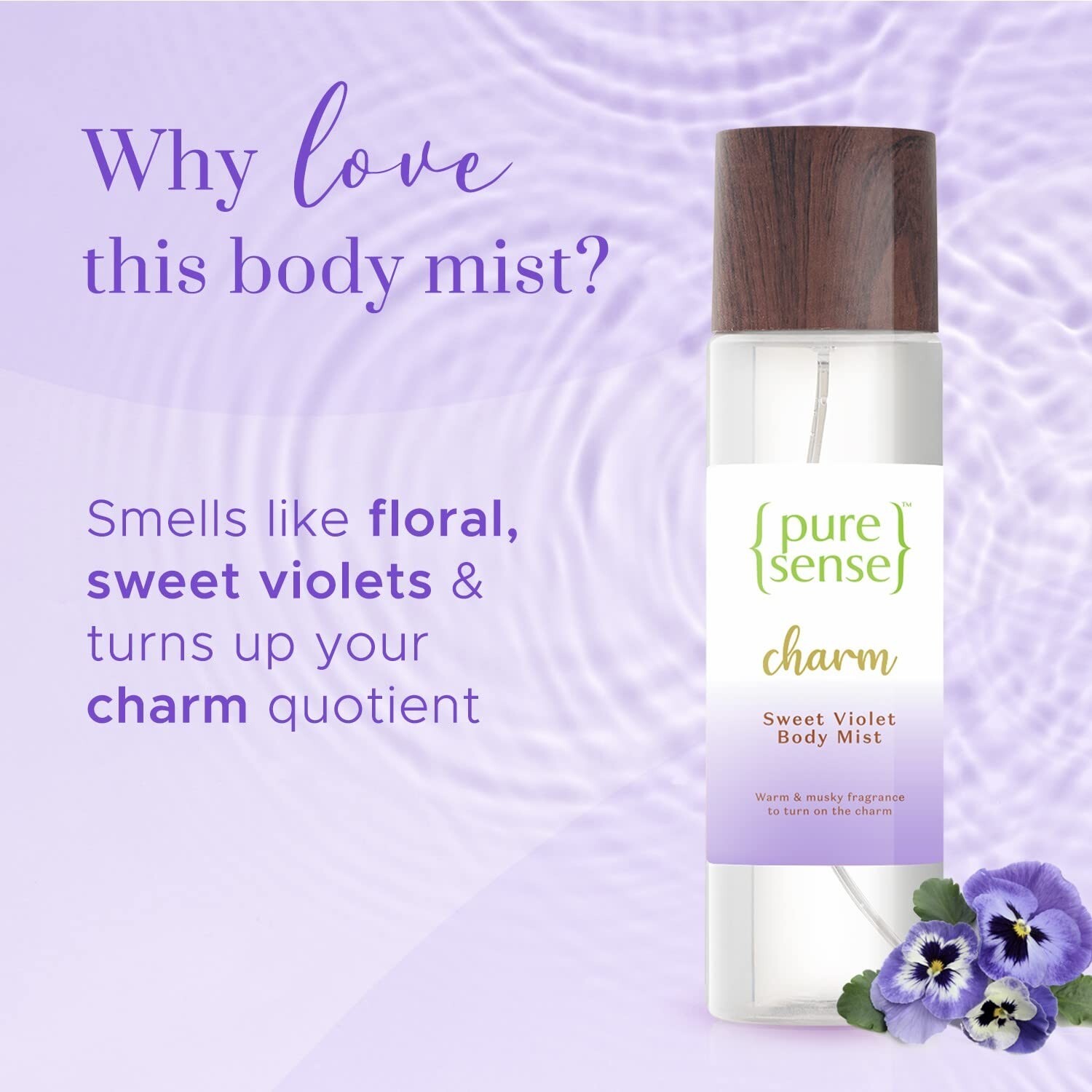 PureSense Charm Sweet Violet Body Mist Long Lasting Womens Perfume ...