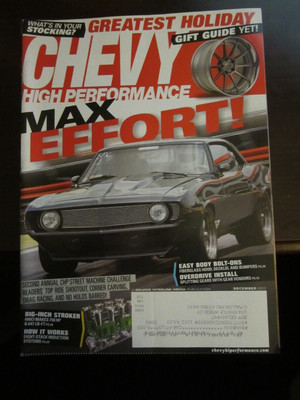 Chevy High Performance Magazine December 2012 '69 Camaro Max Effort Y7 ...