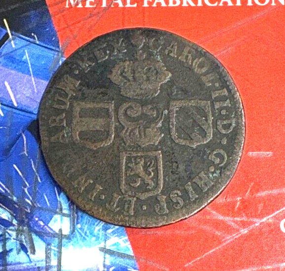 SUPERB ☆ 300+ Year Old Colonial Coin dated 1691 ☆ w/ Crown & Crest ...
