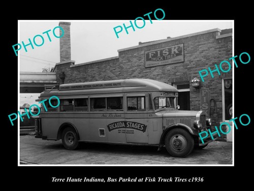 OLD 8x6 HISTORIC PHOTO OF TERRE HAUTE INDIANA BUS AT FISK TRUCK TIRES ...