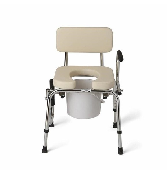 Medline G98204 Padded Luxury Drop Arm Commode - Silver for sale online ...