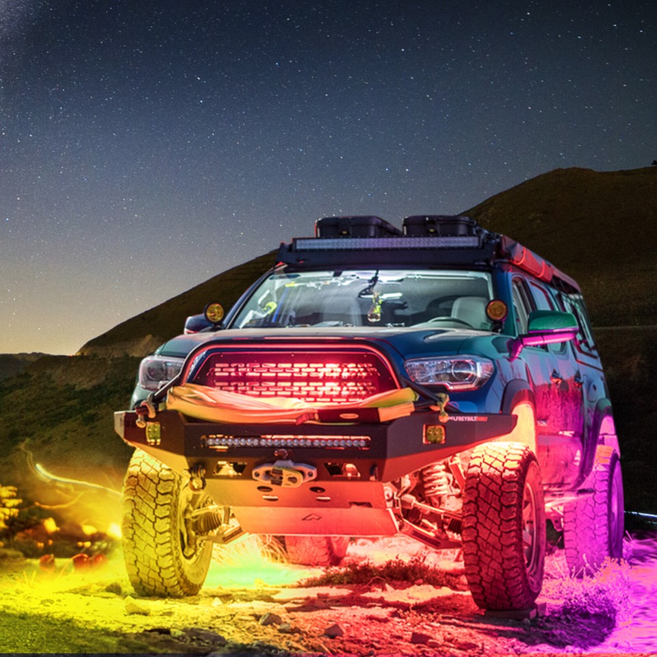 MICTUNING C2 Max RGB-IC LED Rock Lights 8 Pods Underglow Underbody Neon ...