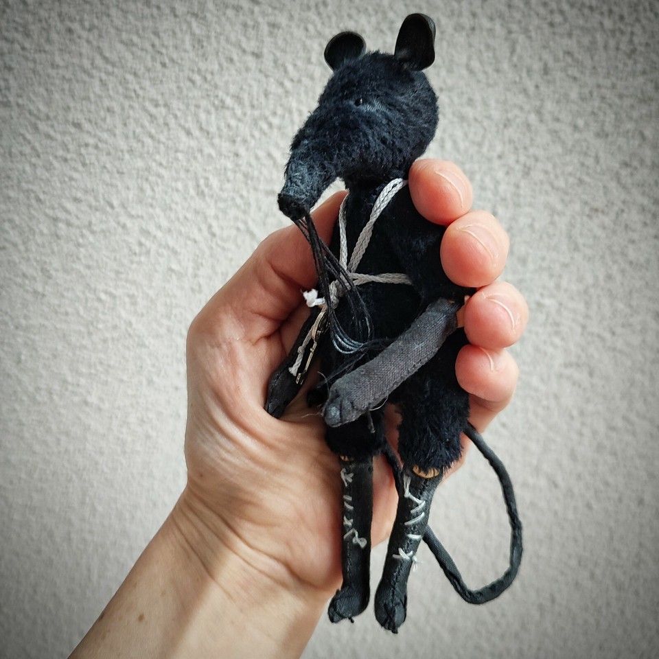 Creepy rat. Black creepy doll rat. Gothic rat figurine. Rat toy ...