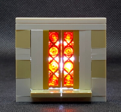 Lego Stained Glasss Window Wall White Tan Gold Frame and Red Glass | eBay