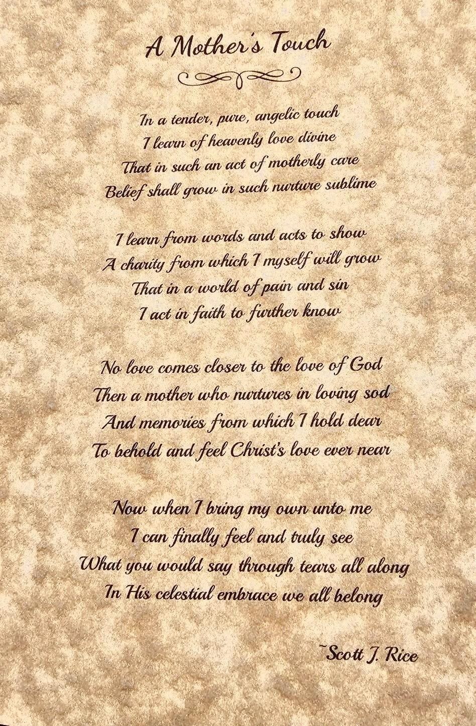 A Mothers Touch Poem Print | eBay