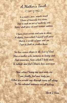 A Mothers Touch Poem Print | eBay
