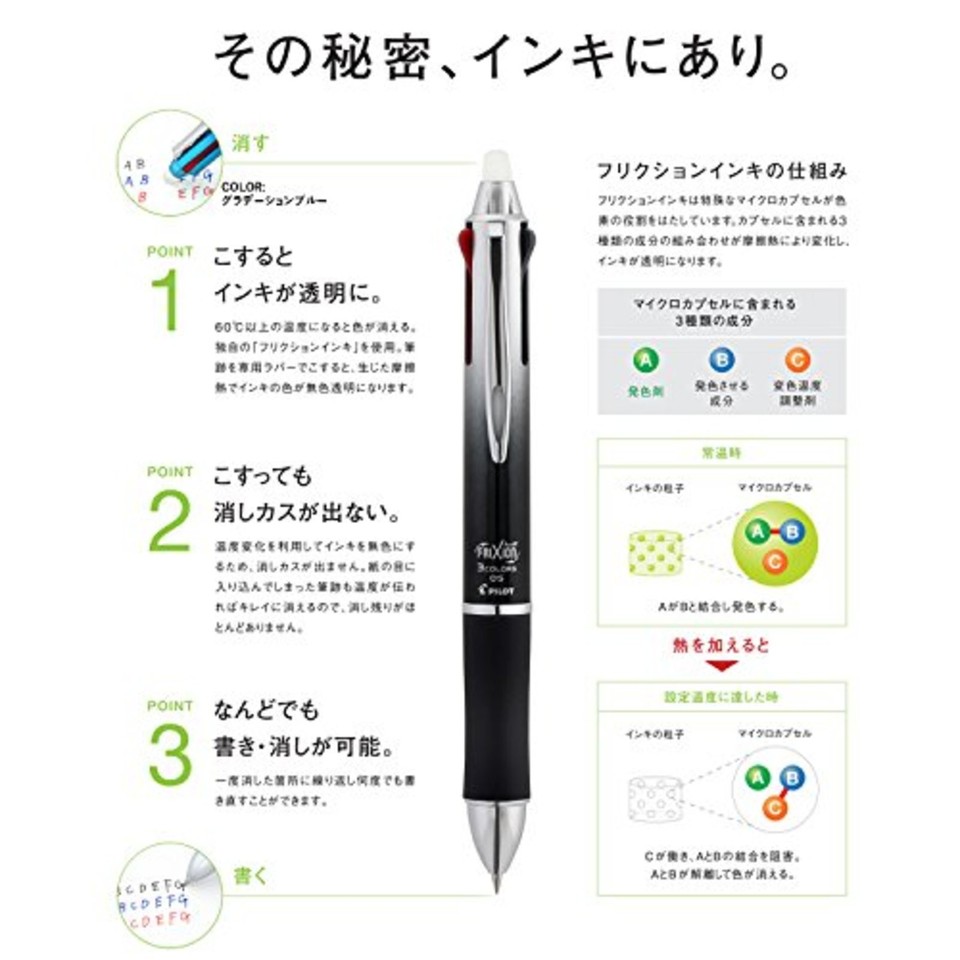 PILOT FRIXION BALL 3 Metal Gradation 0.5mm Erasable Ballpoint Pen ...
