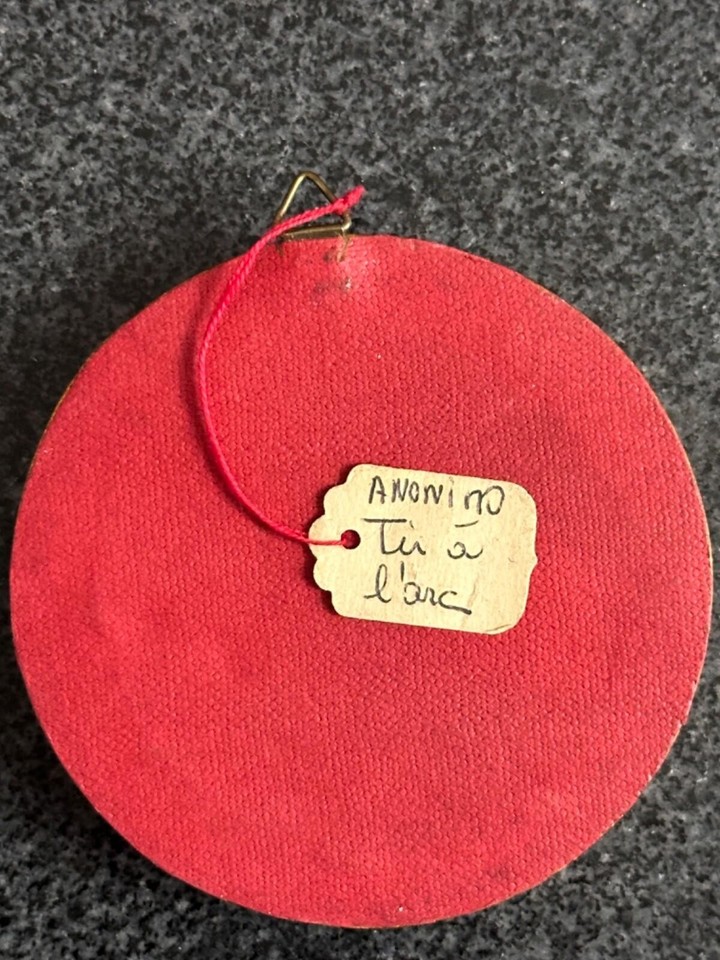 Antique Vintage Gilded Wood Miniature Frame Fabric Print Archery Scene ...