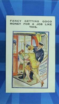 Risque Comic Postcard 1928 Silk Stocking Short Skirt Flapper Bus ...