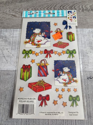 Royal Rub-Ons Transfers - Christmas Polar Bears Presents RETIRED NEW ...