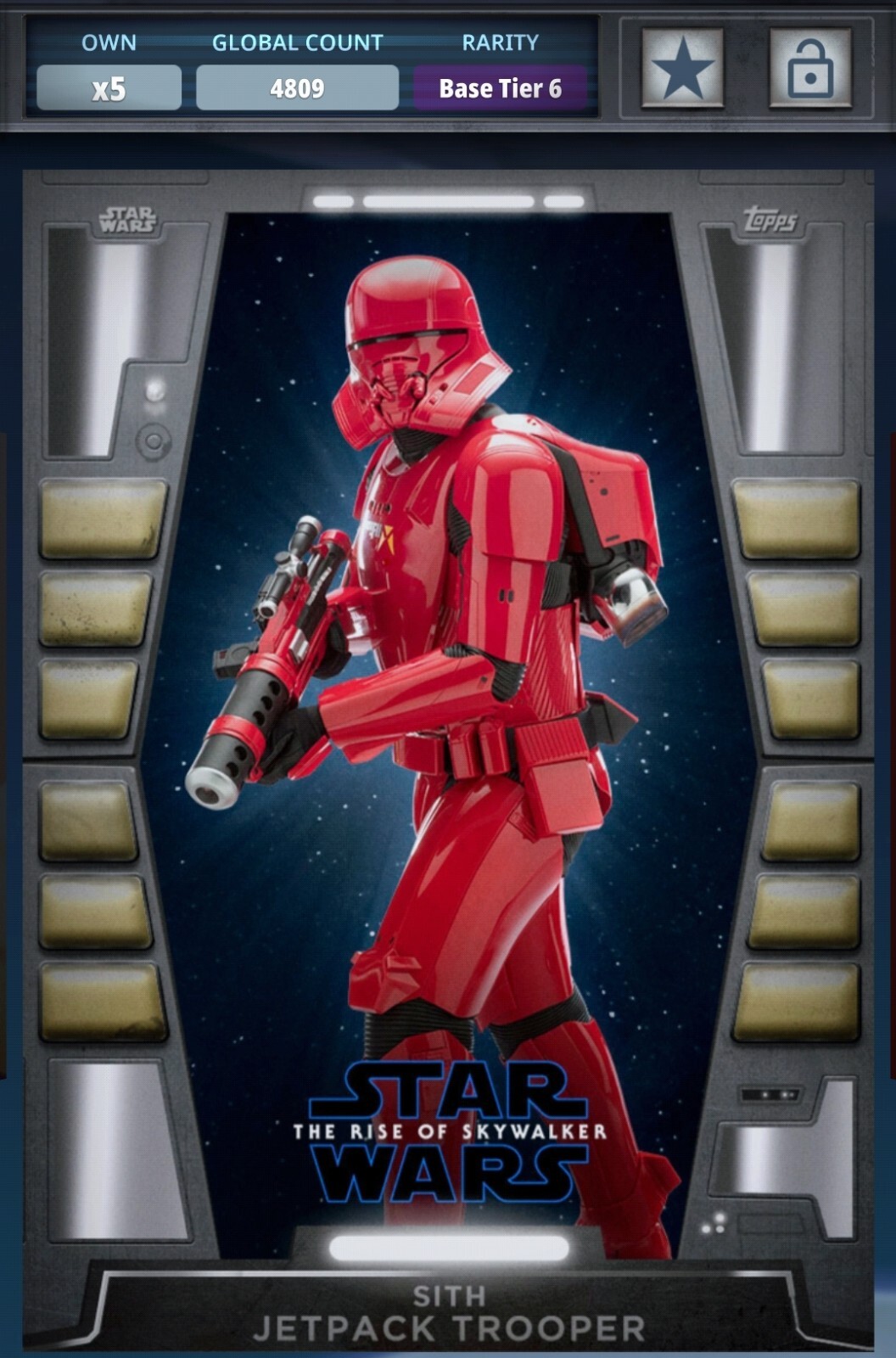 Star Wars Card Trader DIGITAL Phasma Chrome Variant Tier 6 SITH JETPACK ...