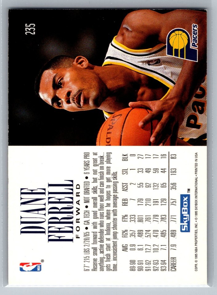 Duane Ferrell 1994-95 SkyBox Premium BASKETBALL #235 Indiana Pacers | eBay
