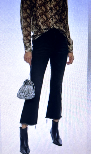 NILI LOTAN Black High Waist Vianca Flare Raw Hemline Jeans ~ 27 | eBay