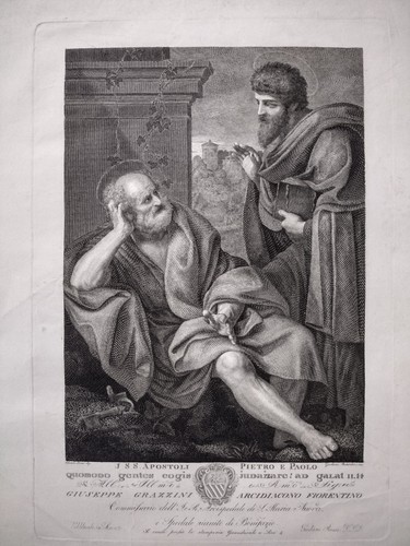 Saints Pietro Paolo Brera Guido Reni Gaetano Rossi Print Antique XIX ...