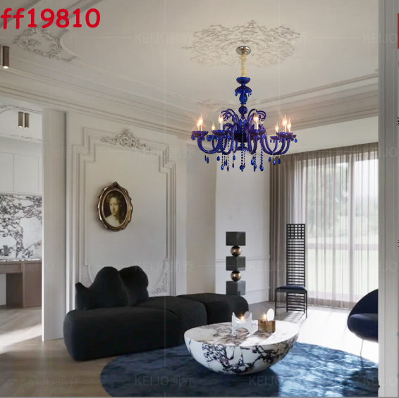 Luxury Royal Blue Crystal Pendant Lights Ceiling Candle Dish Lamp ...