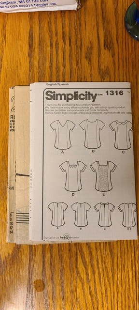 Simplicity Sewing Pattern 1316 Misses Women Top H5 6-14 Uncut for sale ...