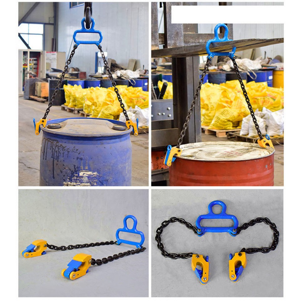Plastic+Metal Drum / Barrel Lifting Sling 1-Ton Chain Lifter for Drums ...