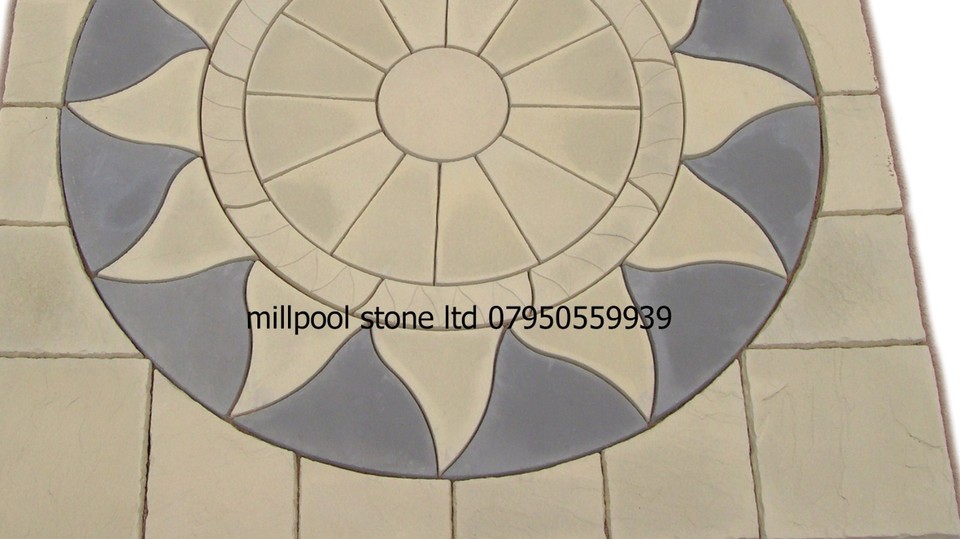 3M x 3M AZTEC SUN CIRCLE SQ OFF KITS PATIO PAVING SLAB FLAGS (DEL ...