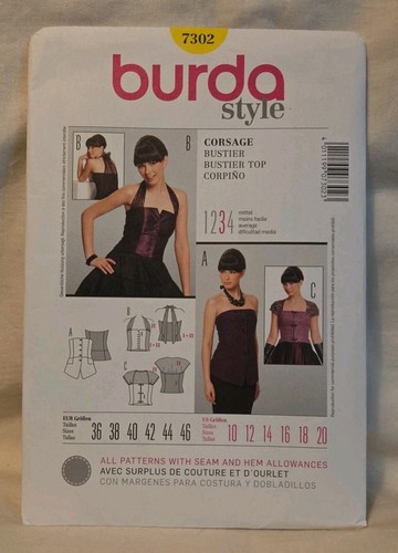 Burda Pattern 7302 Corsage Top 10 - 20 *uncut* | eBay