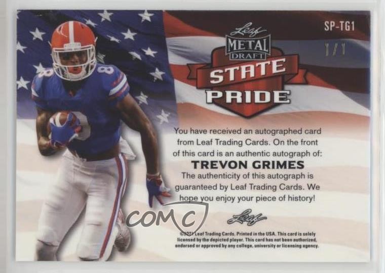 2021 Leaf Metal Draft State Pride Gold Mojo 1/1 Trevon Grimes #SP-TG1 ...