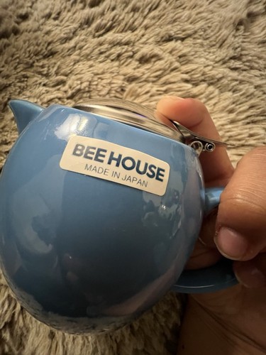 Bee House Ceramic Round Teapot 15oz BBN-02 Japan DIFFUSER Blue New With ...