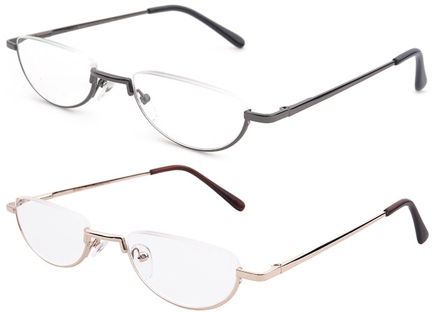 Fashion Reading Glasses Spring Hinged Reader Half Rim Metal Frame Moon ...