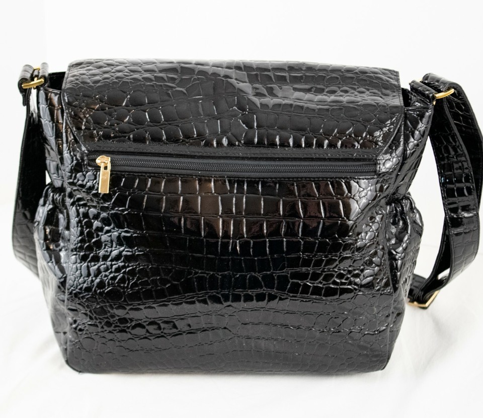 THE FIND Crocodile Print Embossed Leather Cross Body Purse Multi Pocket ...