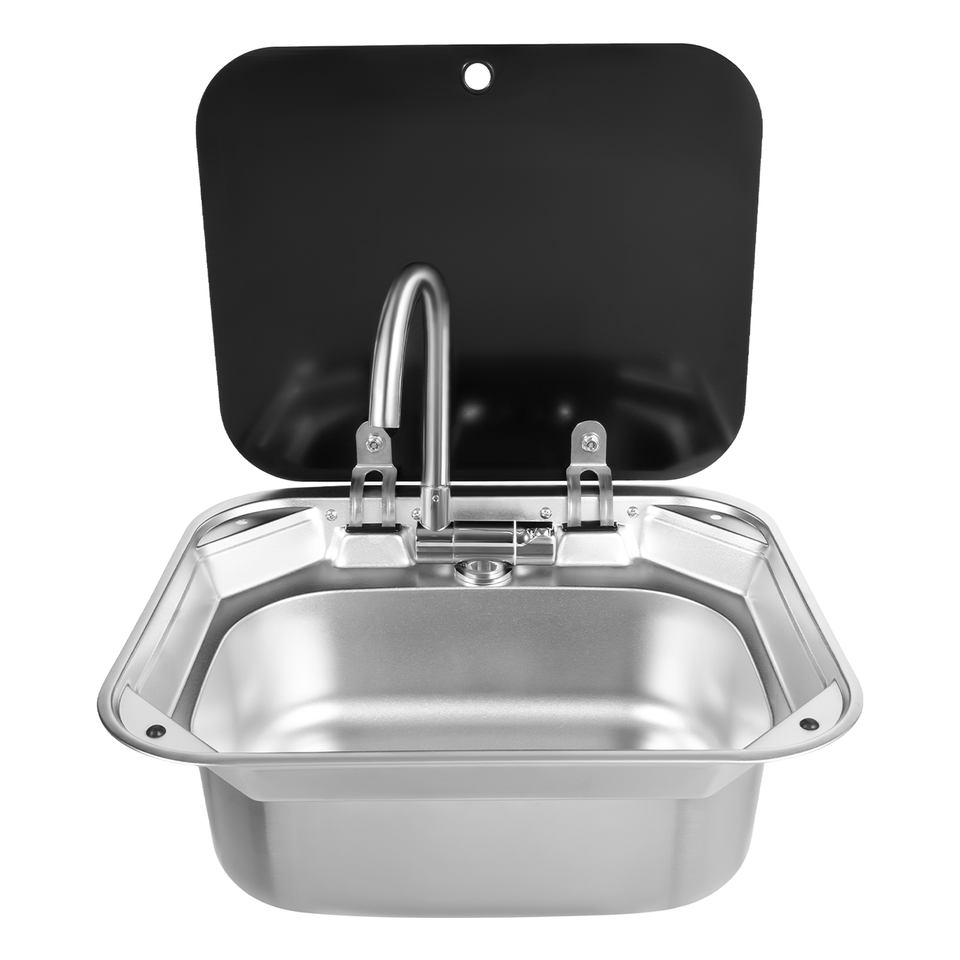 Hand Washing Basin Sink Stainless w/ Lid & Faucet,For RV Caravan Boat ...