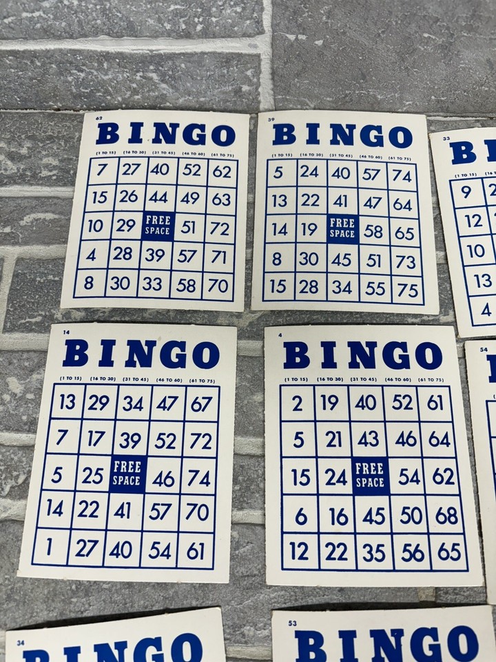Vintage Whitman 12 Bingo Cards Blue/White Cardboard | eBay