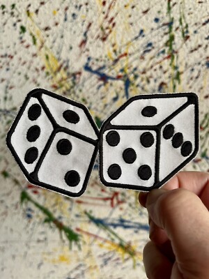 Dice Iron On Patch Black White Embroider Dice Roll | eBay