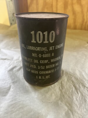 VINTAGE Military Jet Engine Oil, Full, Commerce Oil Co. 1952 1010 | eBay