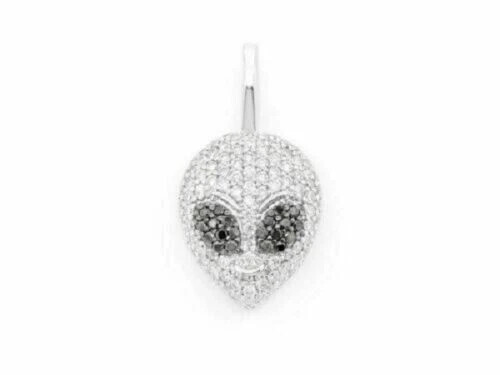 1CT Black Simulated Diamond Alien Head Halloween Pendant 14K White Gold ...