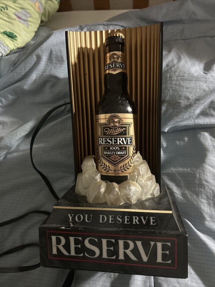 Vintage 1992 Miller Reserve Light Beer Sign Light Up Bar Top Display ...