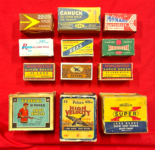 12 Shot Shell & .22 Rifle Boxes Federal Peters Western .410 Shotgun ...