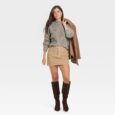 Women's Boucle Crewneck Pullover Sweater - Universal Thread Tan XS | eBay