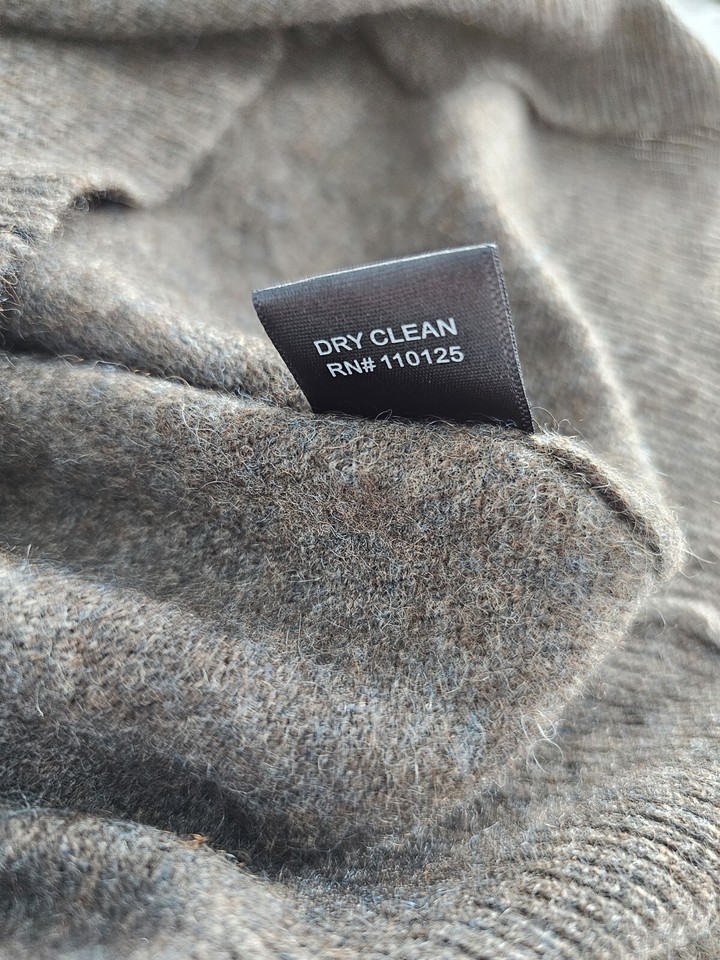 Qi Sweater Men M Brown 100% Cashmere V-Neck Pullover Long Sleeve Casual ...