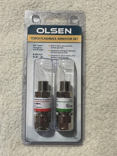 OLSEN TORCH FLASHBACK ARRESTOR SET 56878 B/RH/LH 9/16” - 18" NEW | eBay