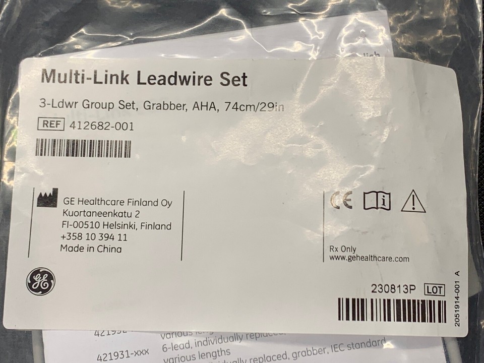 GE 412682-001 Multi-Link Leadwire Set, 3Ldwr Group Set, Grabber, AHA ...