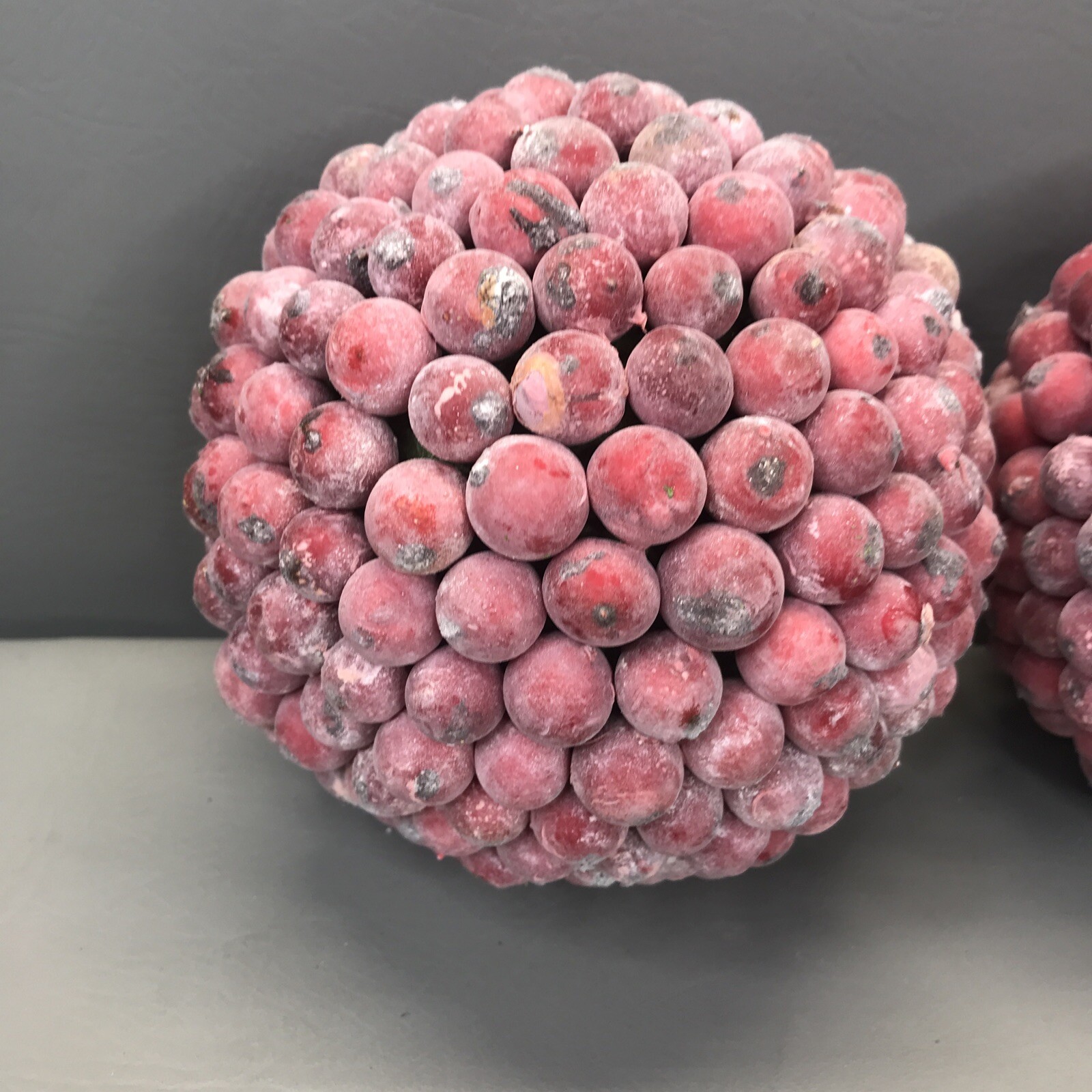 Artificial Decorative Red Frosted Berry Spheres Ball Fruits 6" Balls ...