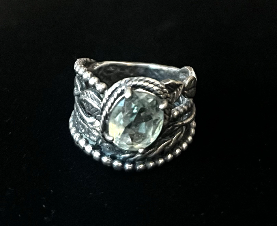 PZ Paz Israel 925 Ring Sterling Silver 925 Oval Light Green Stone Size ...
