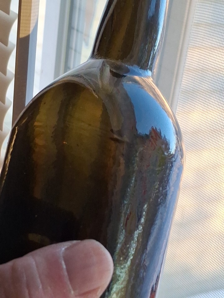 Black Glass Olive Green Open Pontil Crudely Made 3 Piece Mold Clean ...