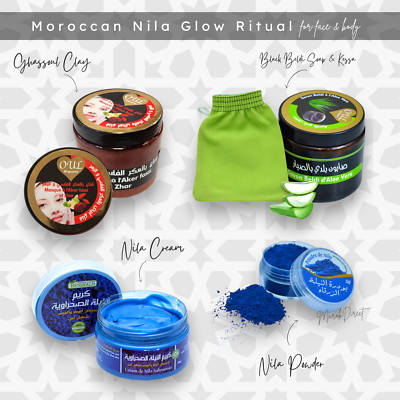 Moroccan Nila Hammam Set with Blue Nila Powder & Cream Exfoliating ...