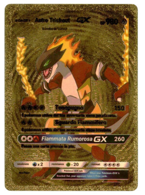 Astro Trishout GX HP980 Pokemon Gold Foil Card Fiammata Rumorosa Stage ...
