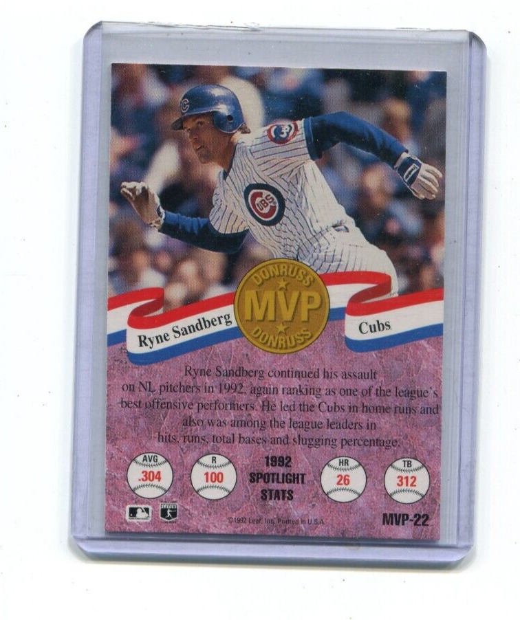 RYNE SANDBERG CHICAGO CUBS 1993 DONRUSS MVP INSERT BASEBALL CARD #22 | eBay