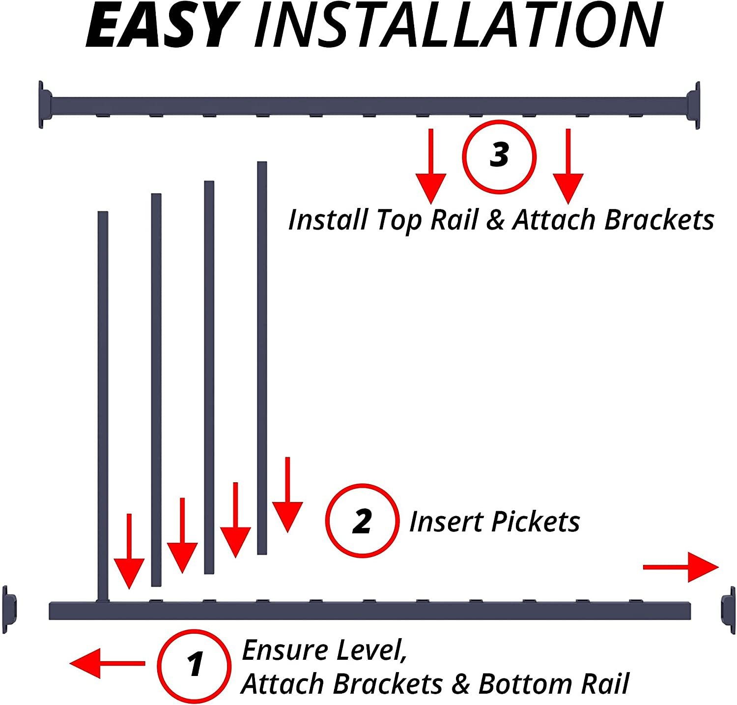 Metal Guard Rail Kit with Balusters and Brackets for Deck Porch Outdoor ...