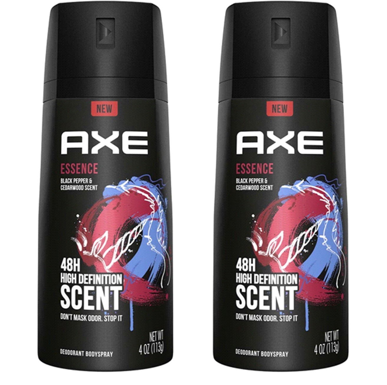 LOT OF 2* AXE ESSENCE Black Pepper Cedarwood Scent 48H Deodorant Body ...