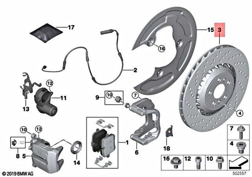 Genuine BMW M5 F90 BRAKE DISC VENTILATED PERFORATED LEFT 380X28 ...