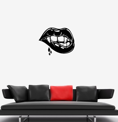 Wall Decal Female Lips Vampire Sexy Girl Fangs Vinyl Sticker (ed1021 ...