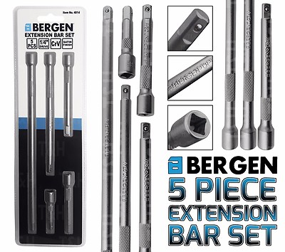 BERGEN 1/4" Dr Long Reach Extension Bar Set 5pc - 50 / 75 / 100 / 150 ...